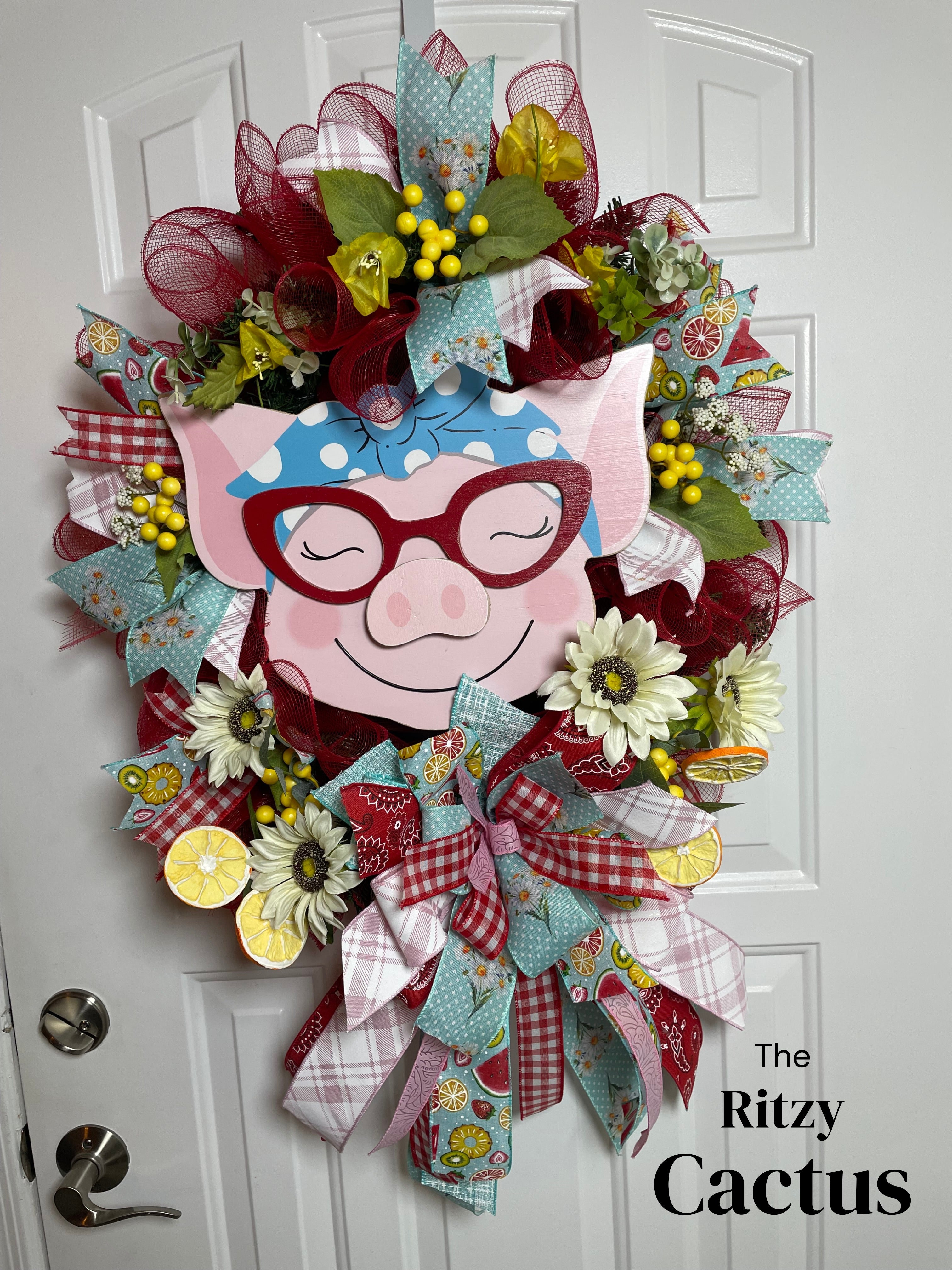 Sassy Pig With Cat Eye Glasses Wreath – Farmhouse Fun with a Twist ...