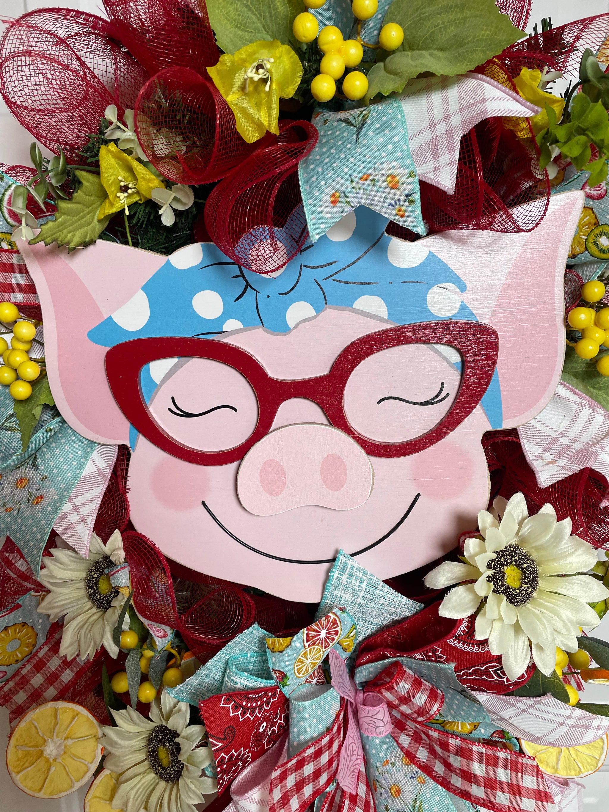 Sassy Pig With Cat Eye Glasses Wreath – Farmhouse Fun with a Twist ...