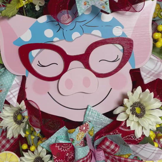 Sassy Pig With Cat Eye Glasses Wreath – Farmhouse Fun with a Twist ...